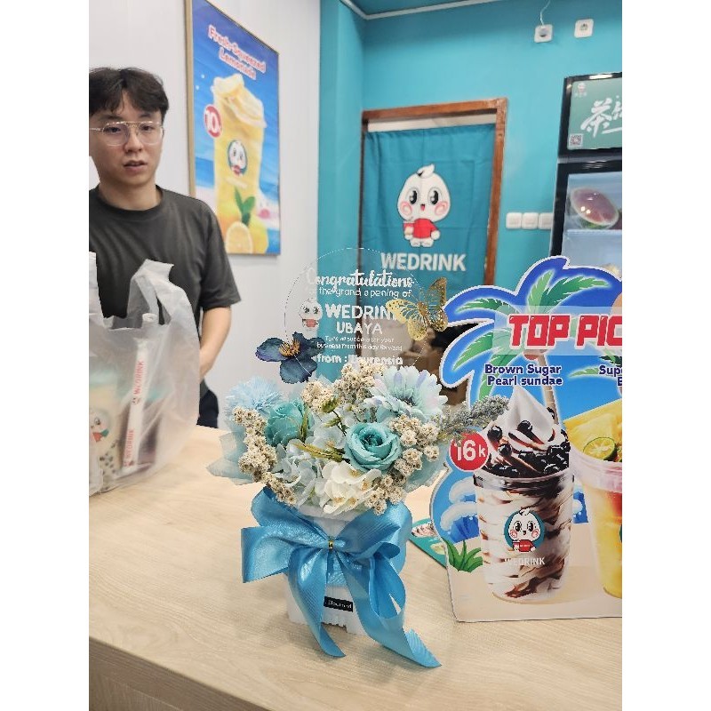 Jual papan bunga meja acrylic | bloombox akrilik | vas karangan bunga opening valentine ultah ...