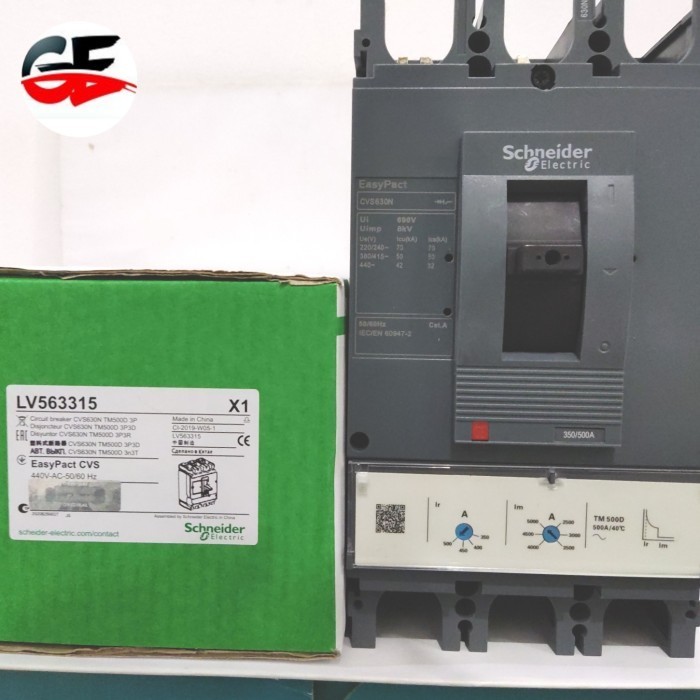 Jual MCCB BREAKER SCHNEIDER CVS630N 3P 500A 50KA LV563315 3PHASE 3POLE ...