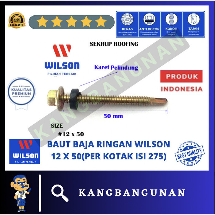 Jual Skrup Baut Baja Ringan/Spandek/Holo/Roofing 12x50 WILSON isi 275 ...