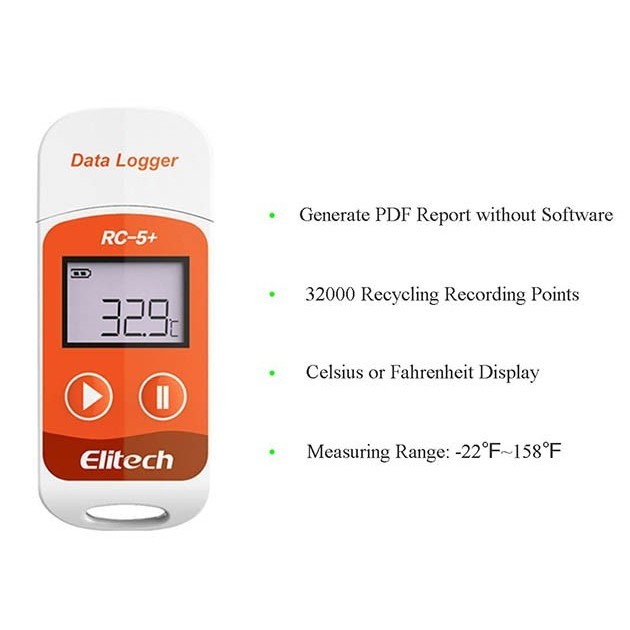 Jual Thermometer Data Logger Elitech Rc5+ Pdf Temperature Rc-5+ Rc5 ...