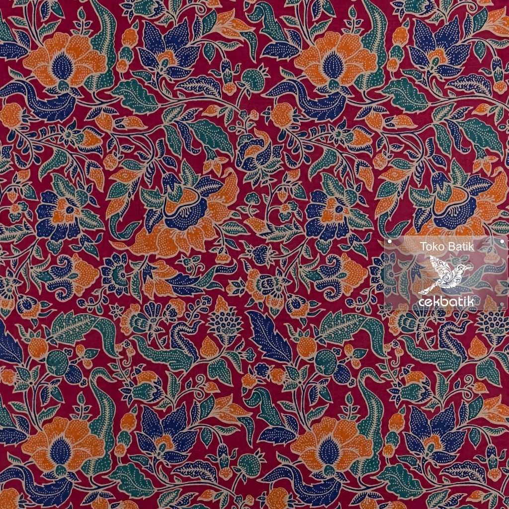 Jual kain batik - Kualitas Ekspor Motif Batik Bunga Orange daun Tosca ...