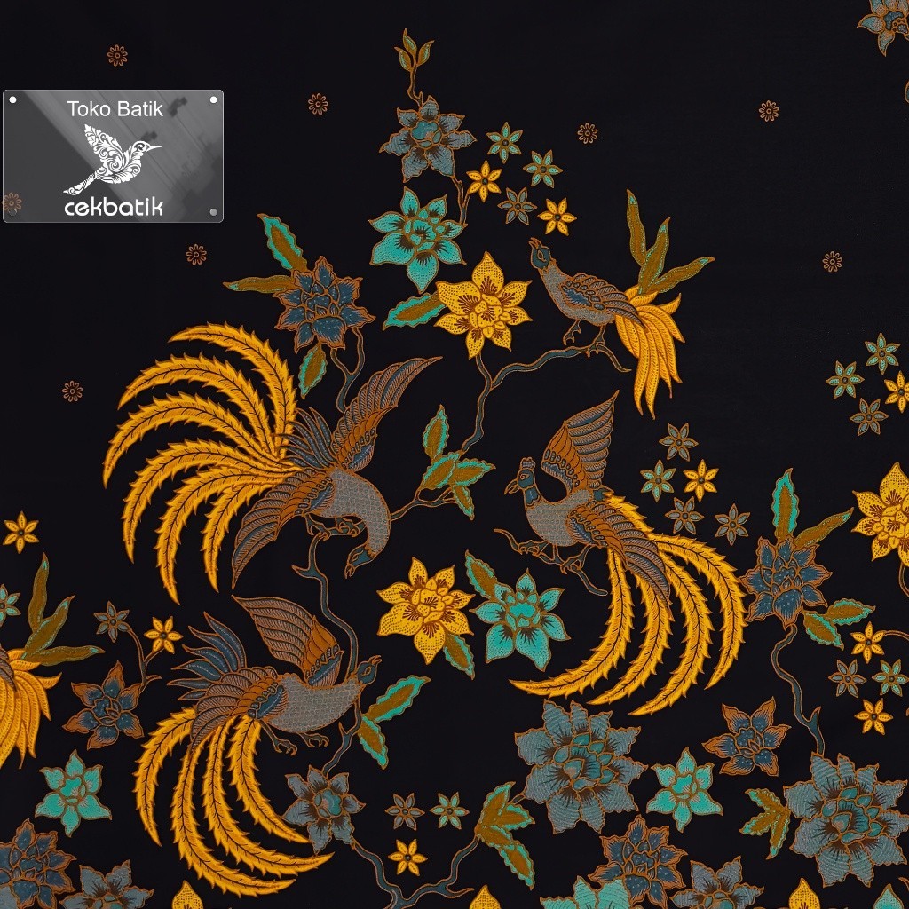 Jual Kain Batik - Motif Batik Burung Merak Bunga Hitam Manis V30 (Tosca ...