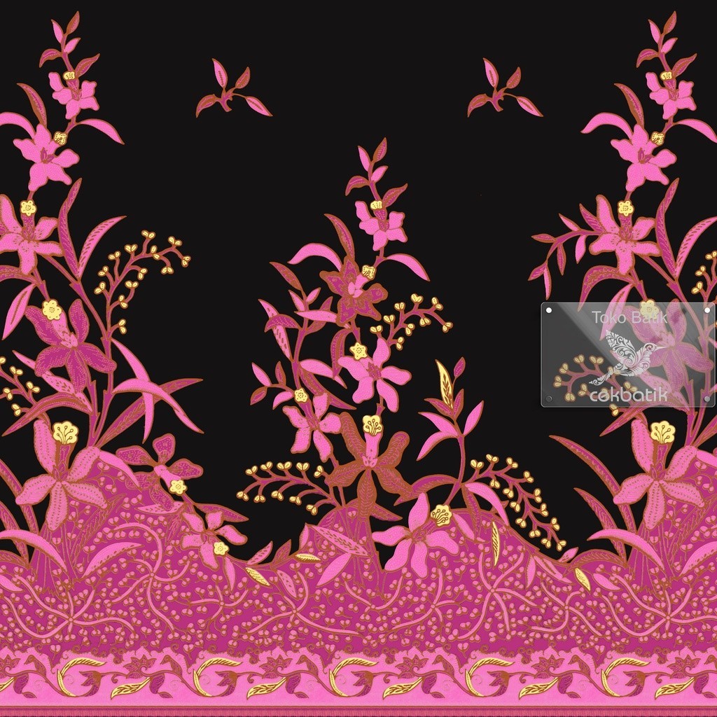 Jual kain batik - Motif Bunga Soft Hitam Manis Elegan Warna Pink Fanta ...