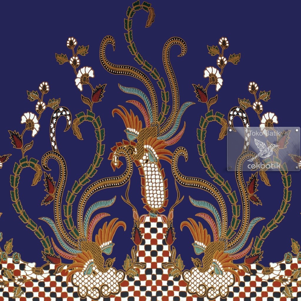Jual Kain Batik Motif Unik Burung dan Bunga Manis (Biru) | Shopee Indonesia