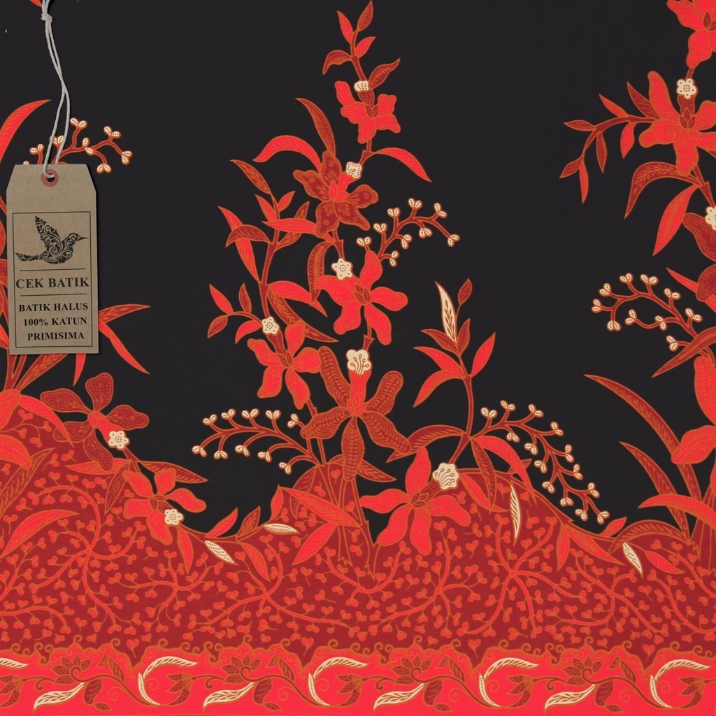 Jual Kain Batik - Motif Bunga Akar Hitam Manis Kombinasi(Mroon, Merah ...