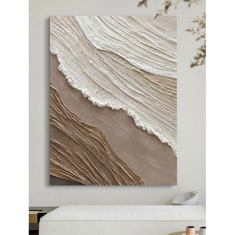 Jual HIASAN LUKISAN DINDING RUANG TAMU PANTAI BROWN EARTH TONE TEXTURE ...