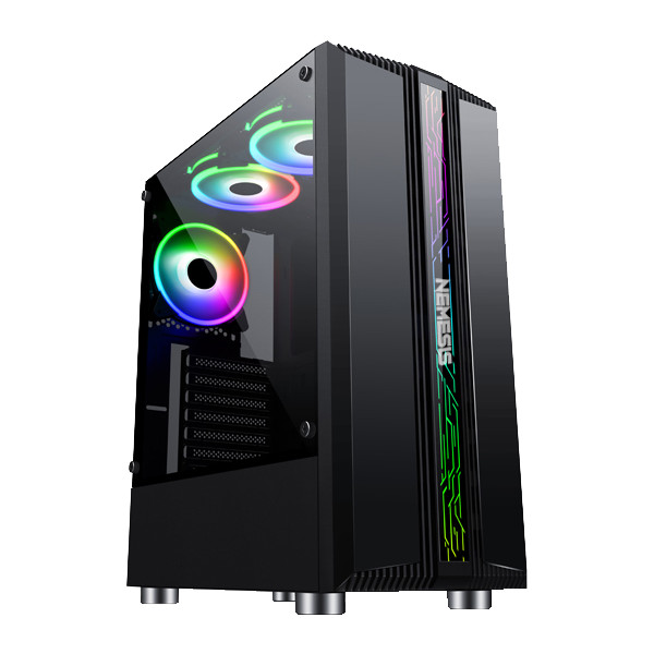 Jual Pc case gaming nyk nemesis ATX ITX glass dust filter 4 fan rgb usb ...