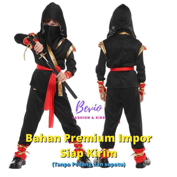 Jual New!!! Kostum Ninja Red Gold Anak Impor Baju Cosplay Japan ...
