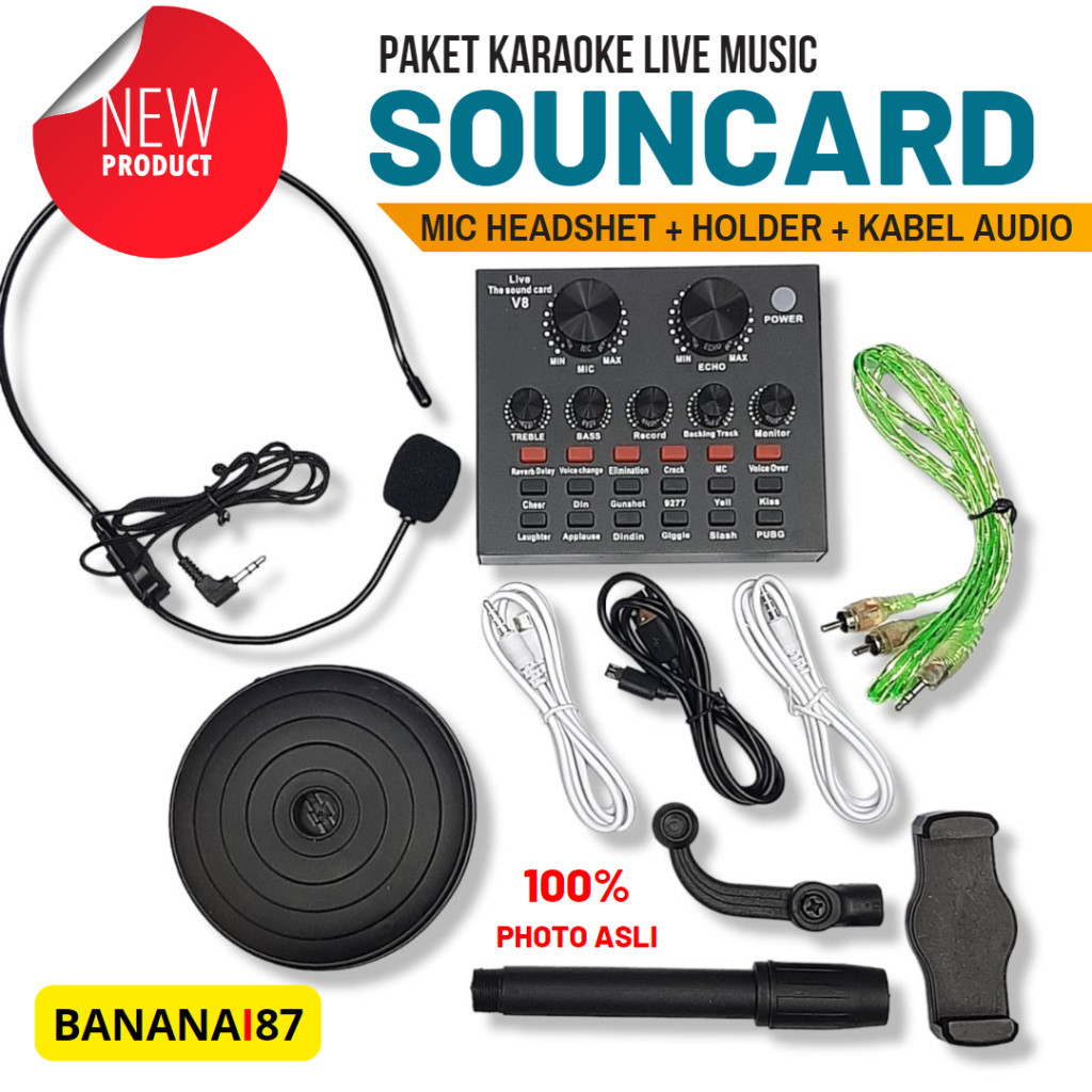 Jual Soundcard Sound card V8 Recording Bluetooth Live Streaming Karaoke ...