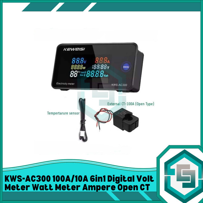 Jual KWS-AC300 100A/10A 6IN1 DIGITAL VOLT METER WATT METER AMPERE OPEN CT | Shopee Indonesia