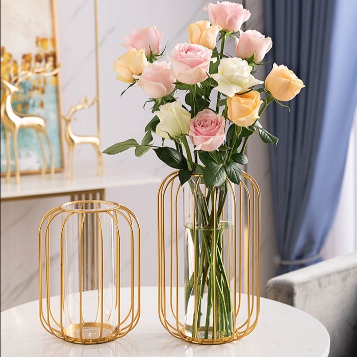 Jual Lexia Luxury Glass Vase / Tempat Pot Vas Bunga Kaca Besi Mewah ...