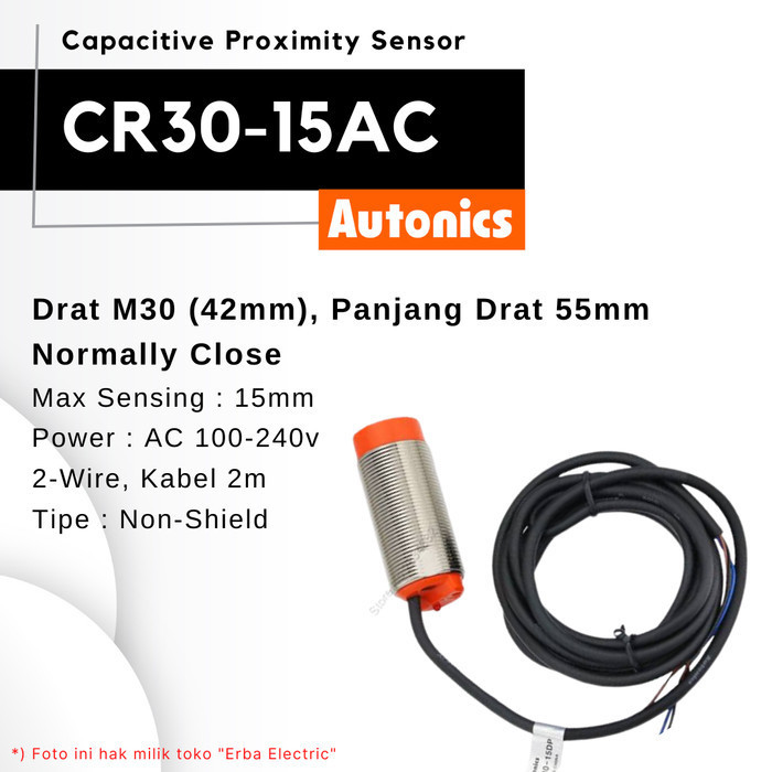 Jual Autonics Cr30-15Ac Kapasitif Proximity Sensor Capacitive 2 Wire Ac M30 Terlariss ...