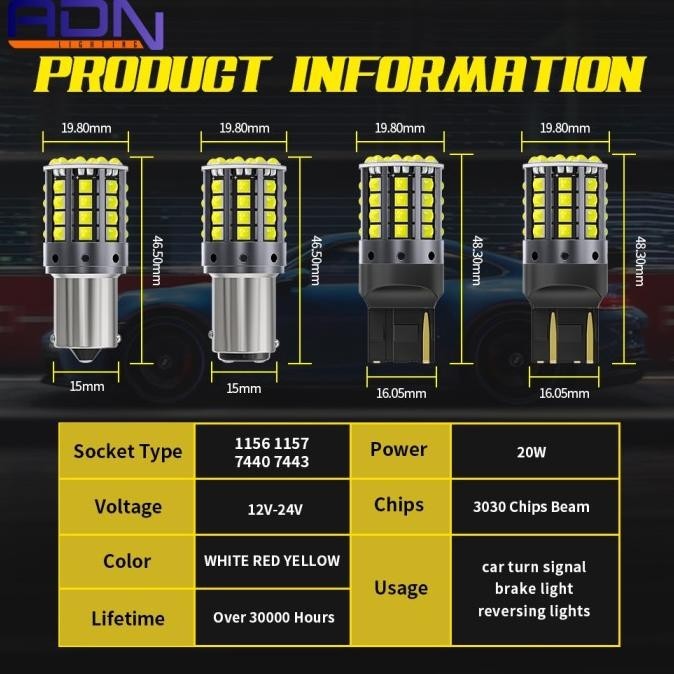 Jual Baru - ADN LED Sein T20 7440 7443 44 SMD CREE Ultrabright CANBUS 1 ...