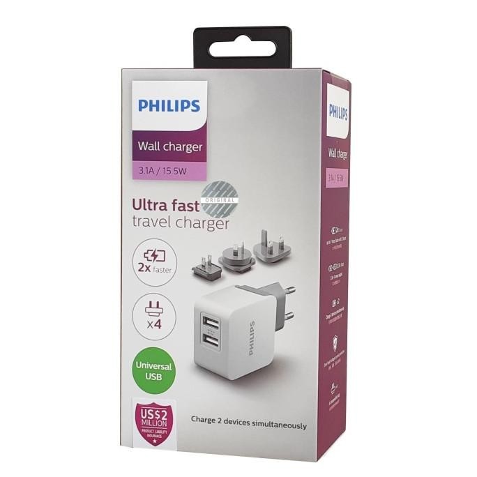 Jual Philips Ultra Fast Travel Charger- Dlp2220 [Original] | Shopee ...