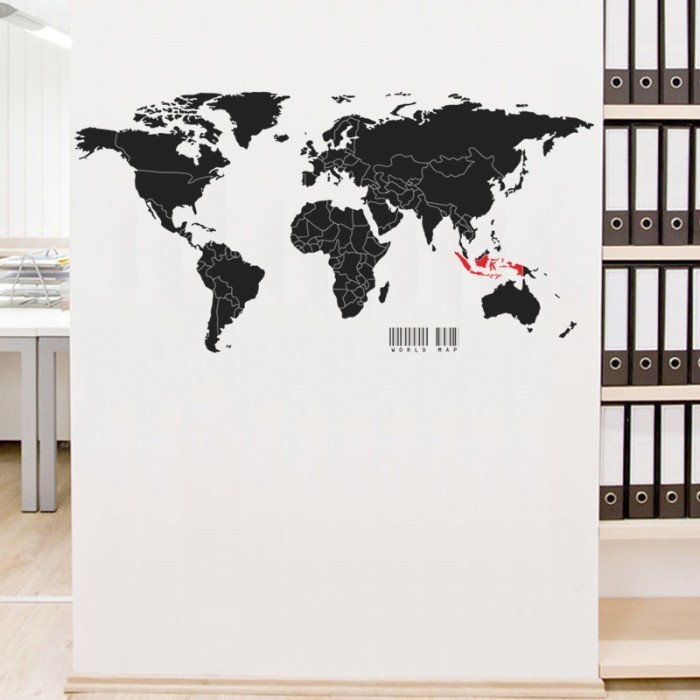 Jual Wall Cutting Sticker World Map Peta Dunia Stiker Dinding Rumah ...
