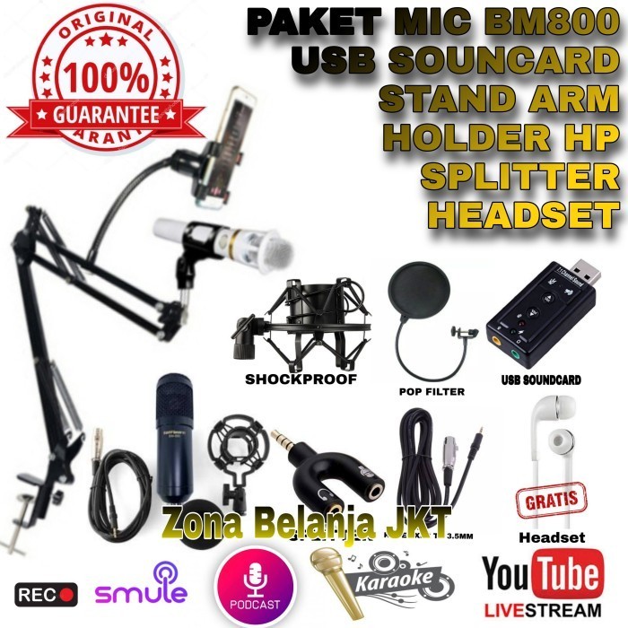 Jual Paket C Bm800 Bm 800 Usb Soundcard Recording Cast | Shopee Indonesia