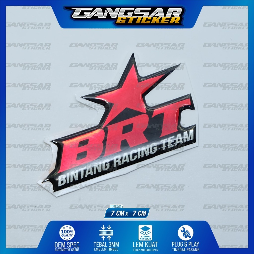 Jual stiker timbul brt / stiker emblem bintang racing team / stiker ...