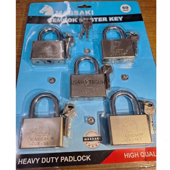 Jual Gembok / Kunci Gembok Master Key 60mm set isi 5pcs Massaki ...