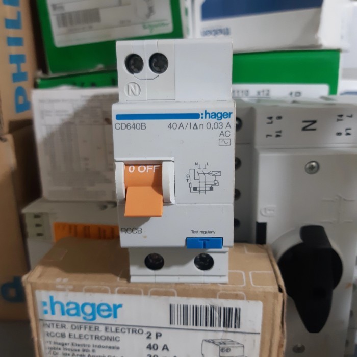 Jual ELCB/RCCB 2P hager CD640B 40A 30Ma | Shopee Indonesia