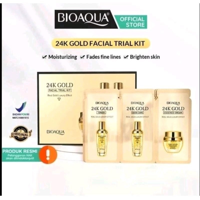 Jual Bioaqua 24k gold travel kit sachet(3g+3g+3g) | Shopee Indonesia