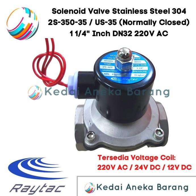 Jual Solenoid Valve 1 1/4" Inch Stainless Steel 220V AC 220VAC NC 2S-350-35 | Shopee Indonesia