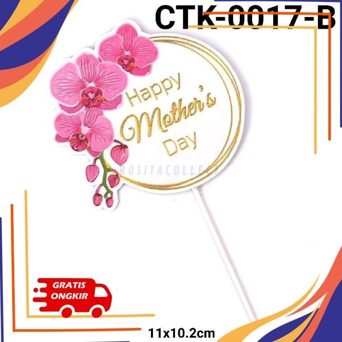 Jual CAKE TOPPER KERTAS HARI IBU HAPPY MOTHERS DAY MAWAR PINK GR-CTK ...