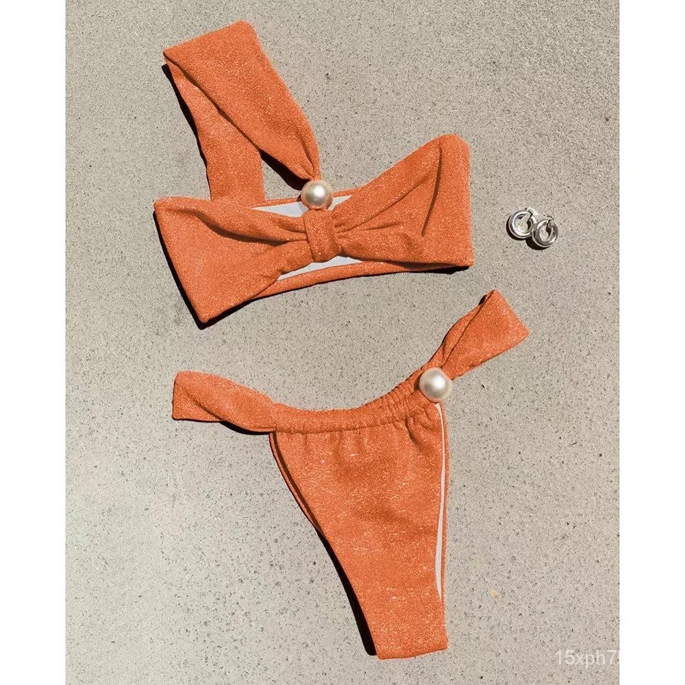 Jual 2024 One Shoulder Bikini Set Sexy Bikinis Swimsuits Cut Out Women