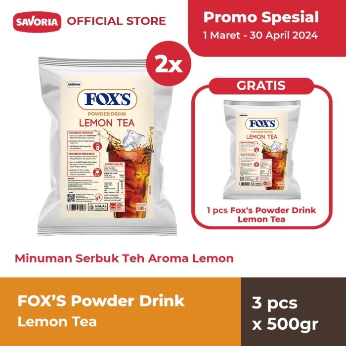 Jual FOX'S Lemon Tea Powder Drink 3 Pcs x 500g | Shopee Indonesia