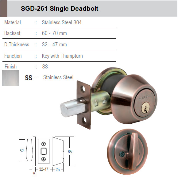 Jual Kunci Pintu Deadbolt Lock Stainless Steel ST GUCHI mlg | Shopee ...
