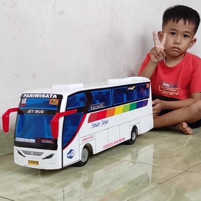 Jual Miniatur mobil bus kayu mobil mainan anak bus sinar jaya ukuran ...