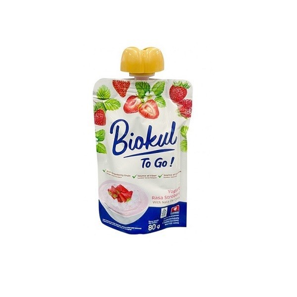 Jual BIOKUL YOGHURT TO GO STRAWBERRY PLAIN 80GR | Shopee Indonesia
