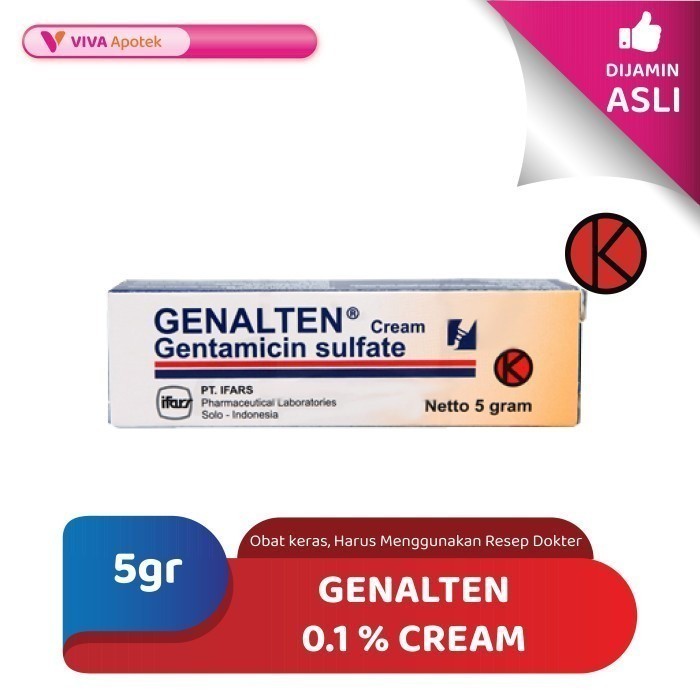 Jual Genalten 0,1 % Cream / Gentamicine / Infeksi Kulit / Gatal (5 Gram ...