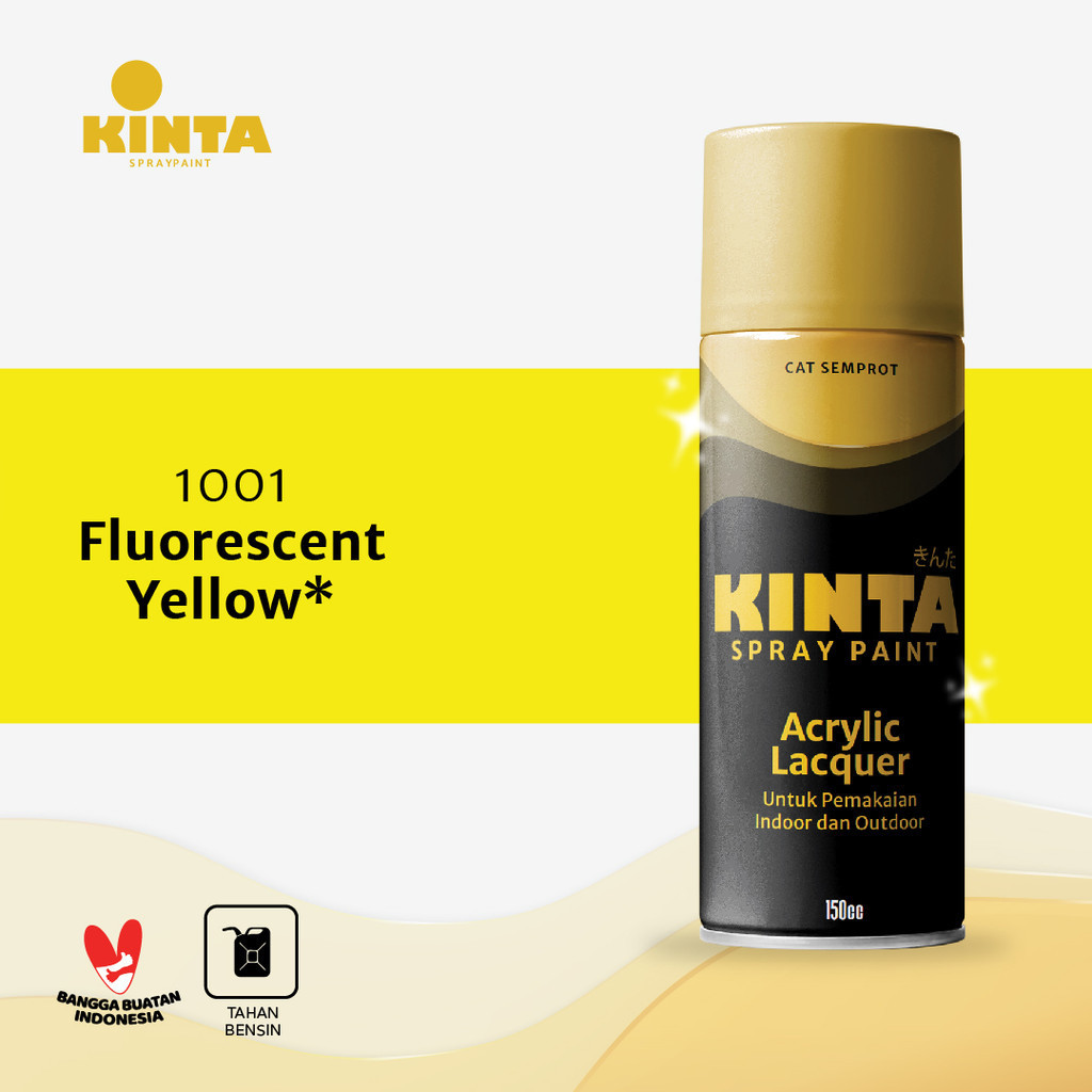 Jual (FLUORESCENT) 1001 FLUORESCENT YELLOW - KINTA Cat semprot / Pilox ...