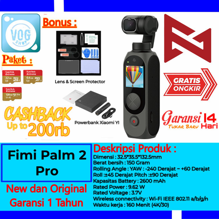 Jual FIMI Palm 2 Pro 3-axis 4K 1/2" CMOS Sensor Gimbal Camera | Shopee ...