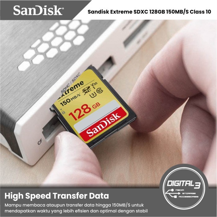 Jual Sandisk Extreme Sdxc 128Gb 150Mb/S Class 10 Memory Kamera Sd Card 4K | Shopee Indonesia