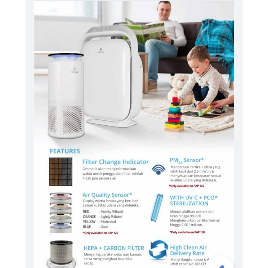 Jual Polytron Air Purifier Pap 125 With Hepa Uv Sterilizer Up 25M2 ...