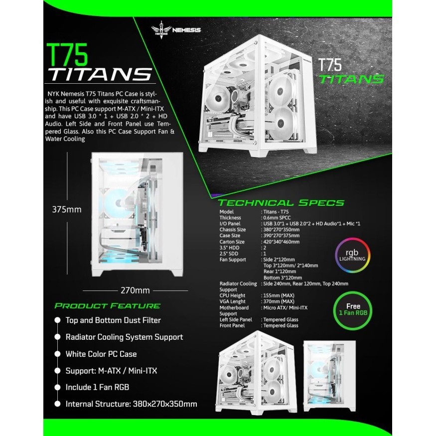 Jual Nyk Nemesis Casing Gaming T75 Titans | Shopee Indonesia