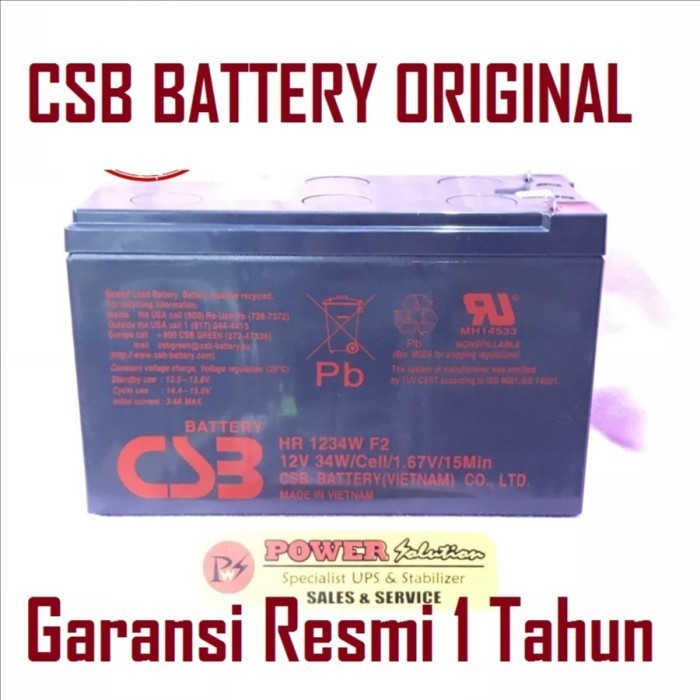 Jual Apc RCB Battery CSB HR1234W LONG 1236W 12V 9Ah Battery Original ...