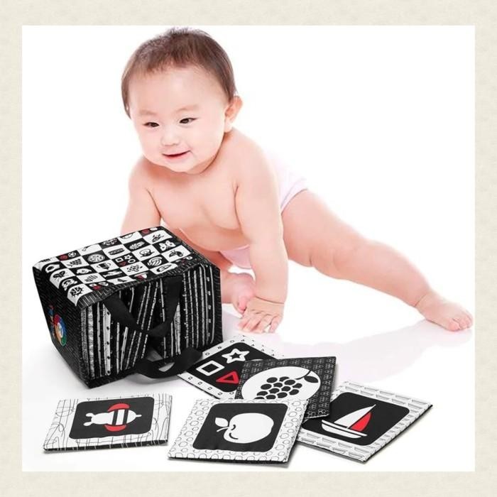 Jual Kartu Pintar Buku Kain Flashcard Hitam Putih Soft Book Flash Card ...