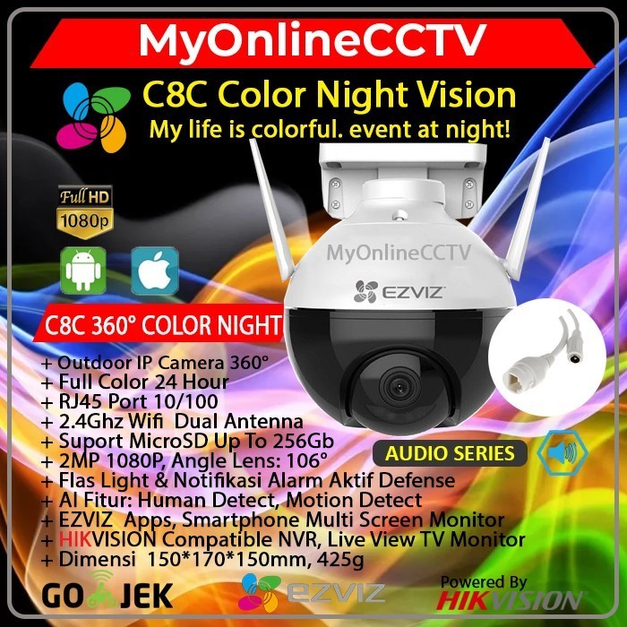 Jual Ezviz C8C 1080P Ptz Color Night Ip Camera Wifi Cctv Outdoor ...