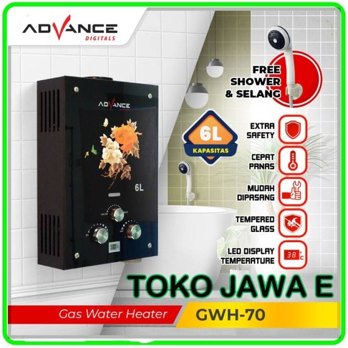 Jual Advance Gwh-10 Gas Water Heater Digital Pemanas Air Gas Digital 6 L | Shopee Indonesia