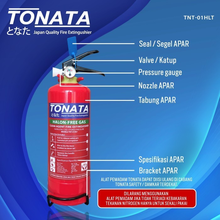 Jual Apar 1 Kg Tonata Clean Agent Eco Liquid Gas / Set Komplit | Shopee ...