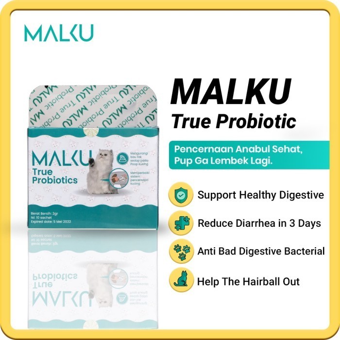 Jual Malku True Probiotics 1 Box 10 Sachet Probiotik Kucing Anti Diare ...