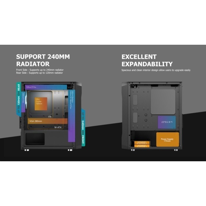 Jual Venomrx Prava Tempered Glass Side M-Atx Gaming Case Venom Rx ...