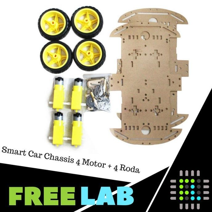 Jual Smart Car Chassis Bodi Robot Line Follower 4 Motor + 4 Roda ...