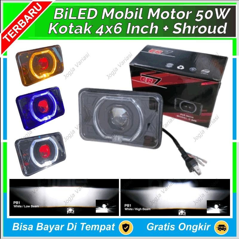 Jual LAMPU BILED KOTAK MATRIX H4 CR7 + SHROUD 2 MODE WARNA PLUS SEN ...