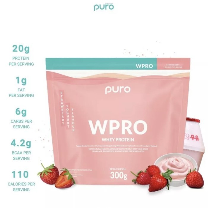 Jual Whey Protein WPRO PURO 300 gram - Strawberry Yogurt | Shopee Indonesia