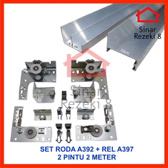 Jual Set Rel A397 + Roda A392 2 Pintu 2 Meter / Pintu Lemari Sliding Geser | Shopee Indonesia