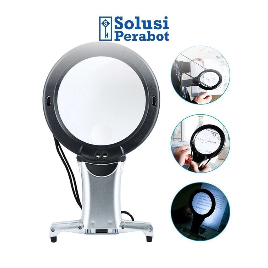 Jual Kaca Pembesar Baca LED 2X 6X 107mm AE89 SP / Membaca Meja Gantung ...