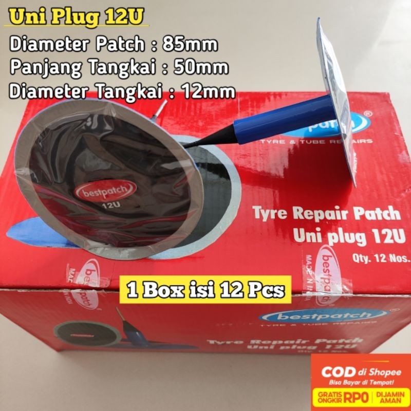 Jual Uni Plug 12U Bestpatch - Best - Karet Tambal Ban Payung - 1 Box isi 12pcs | Shopee Indonesia